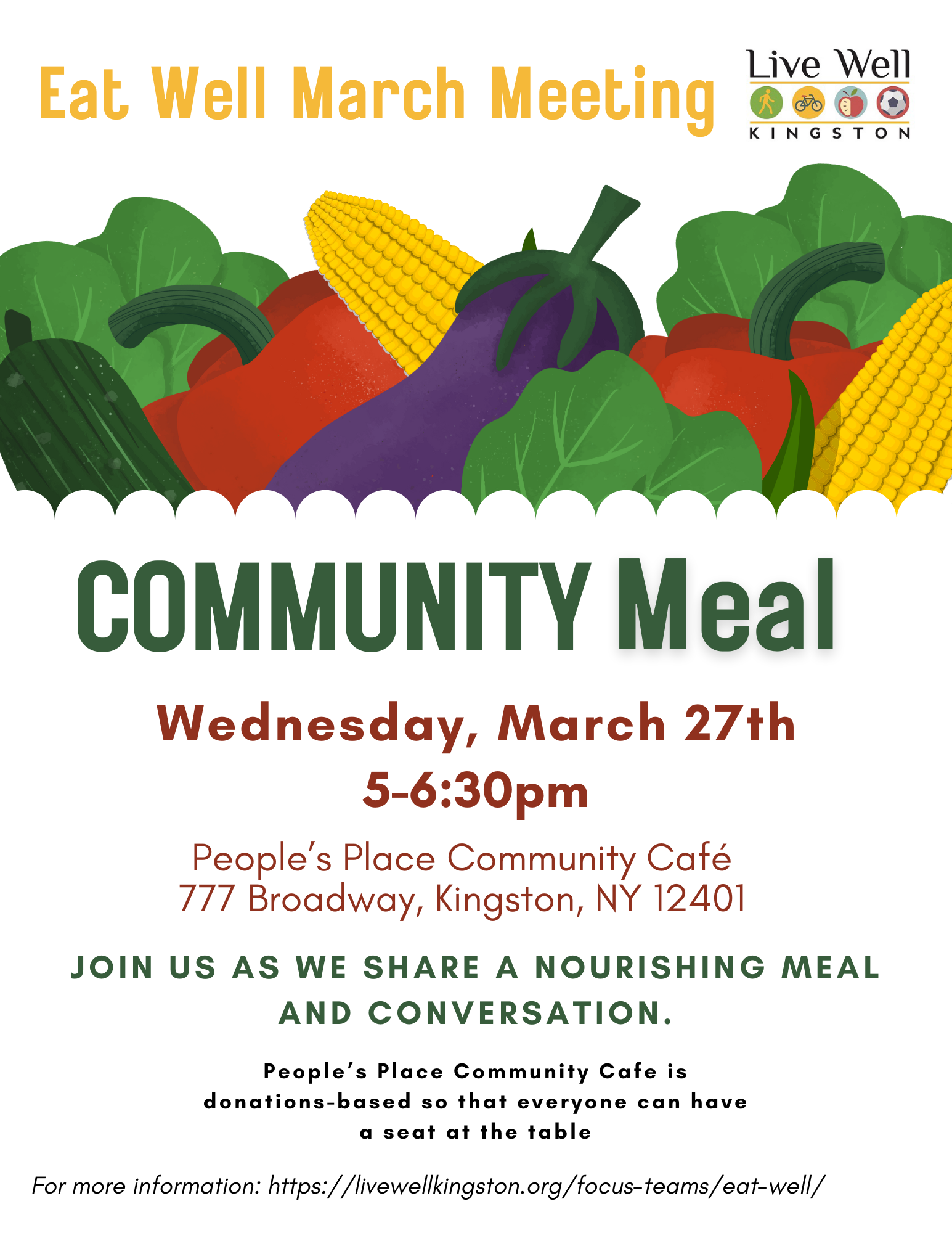 Eat Well Focus Team- March Community Meal – Live Well Kingston